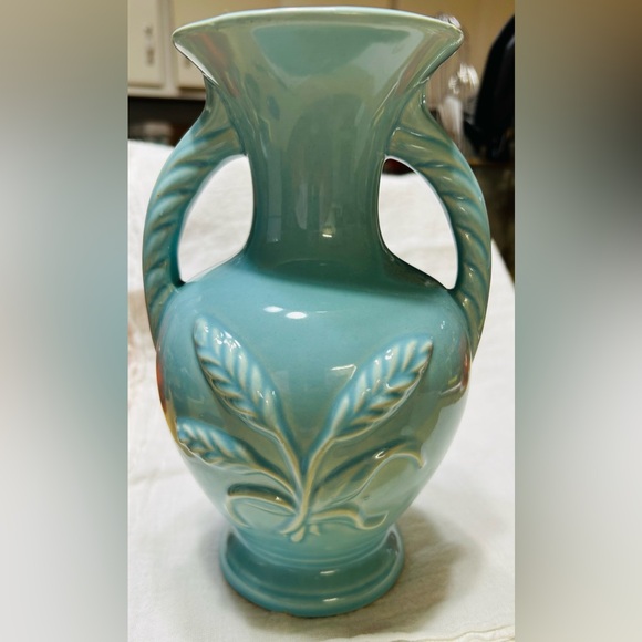 Accents | Vintage Robins Egg Blue Vase With Wheat Design Handles 8 Tall ...